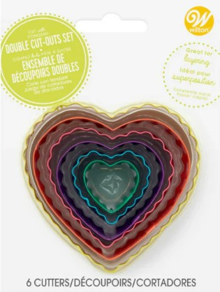 Wilton Double Cut-Outs Set - Heart 6pc - Bake and Deco Warehouse