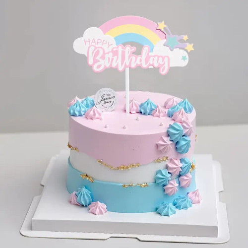 Pastel Rainbow 'Happy Birthday' Topper' - Bake and Deco Warehouse