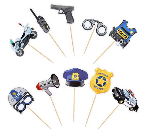 Police Cupcake Toppers - 10pc - Bake and Deco Warehouse