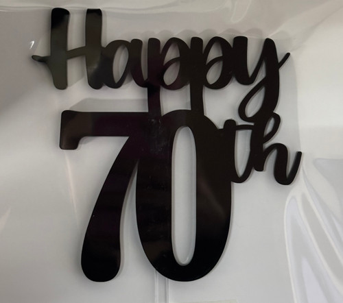 'Happy 70th' Cake Topper | Black - Bake and Deco Warehouse