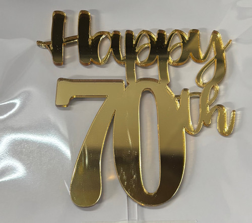 'Happy 70th' Cake Topper | Gold - Bake and Deco Warehouse