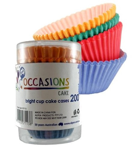 Cupcake Cases Bright Assorted (38x21mm) - Pack 200 - Bake and Deco ...