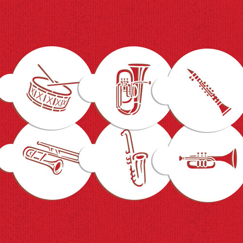 Designer Stencils | Marching Bands Instruments Set