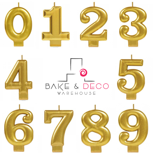 Individual Number Candles (Gold) - Bake and Deco Warehouse