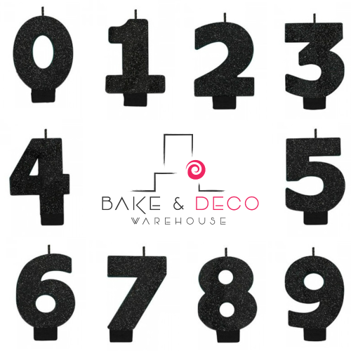 Black Glitter Number Candles(0-9) - Bake & Deco Warehouse