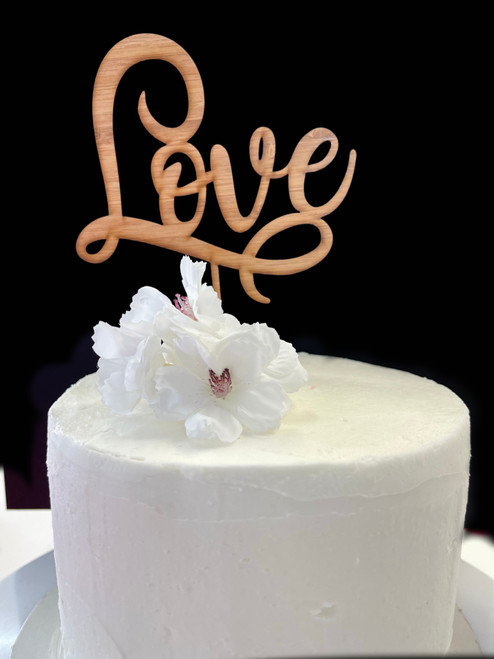 Acrylic Cake Topper 'Love' (Scrolly) | BAMBOO Anniversary Cake Topper