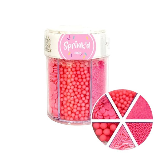 Sprinkle Mix Bright Pink 6 Variety 200G