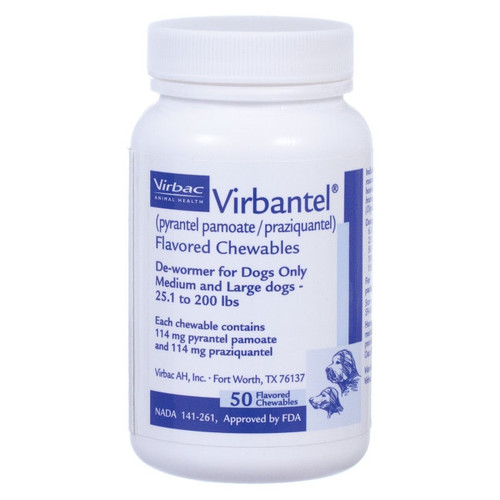 Virbantel Dewormer Chewable Tablets for Dogs - Small & Large Sizes