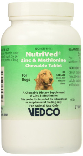 NutriVed Zinpro Chewable Tablets for Dogs | Essential Zinc & Methionine ...