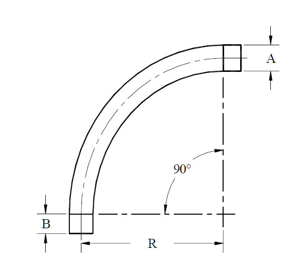 1" x 90 x 36" SCH40 Belled End PVC Sweep