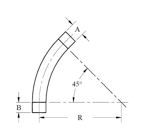 1" X 45 X 18" SCH40 Belled End PVC Sweep