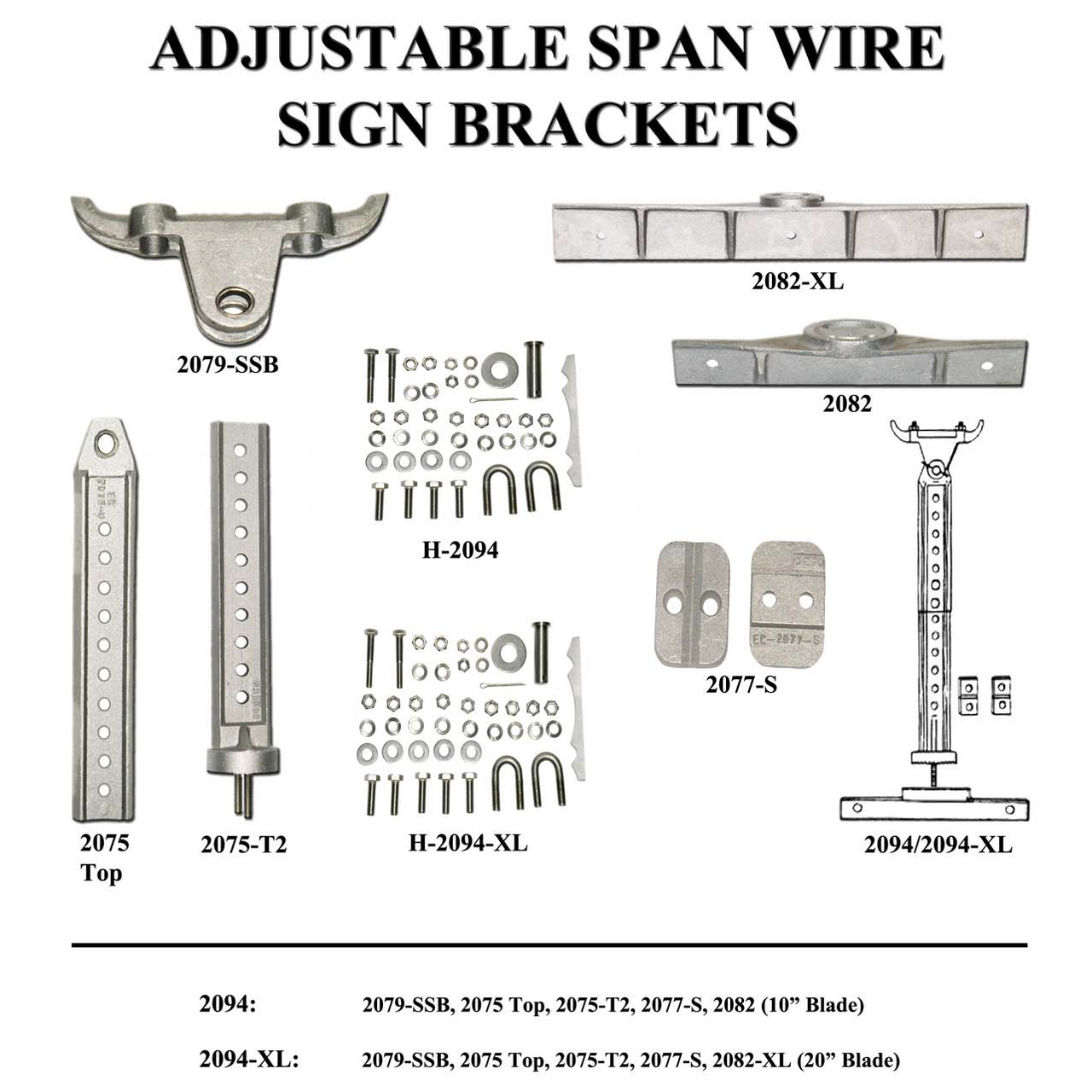 Engineered Castings - 2096-SF - Adjustable Span Wire Sign Bracket - Netceed