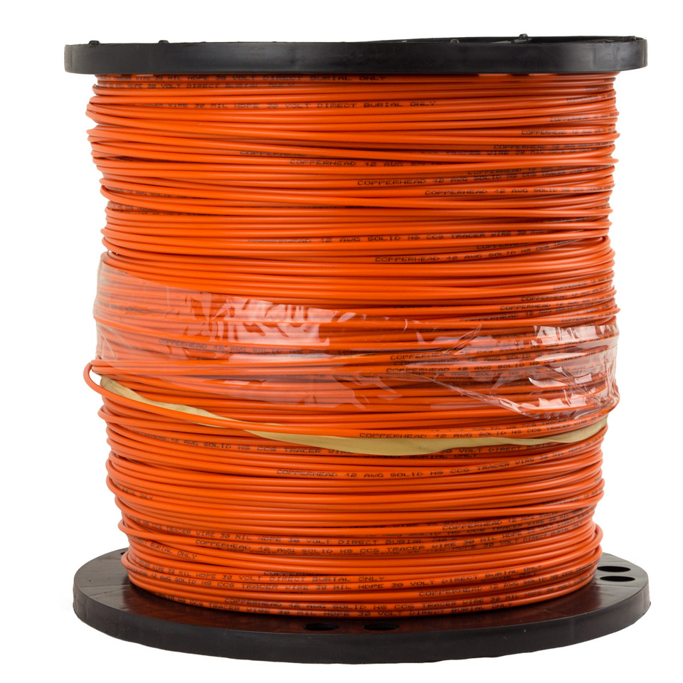 #12 Solid Copper Clad Steel Tracer Wire High Strength PE30 Orange 2500'