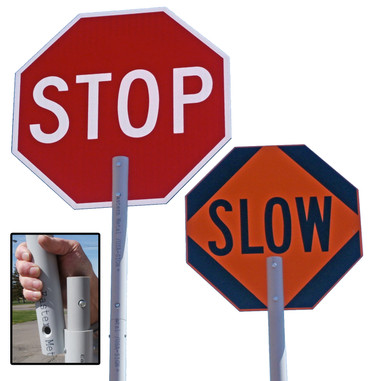 24" Hi Reflective Flagger-helper Stop/slow Paddle - Netceed