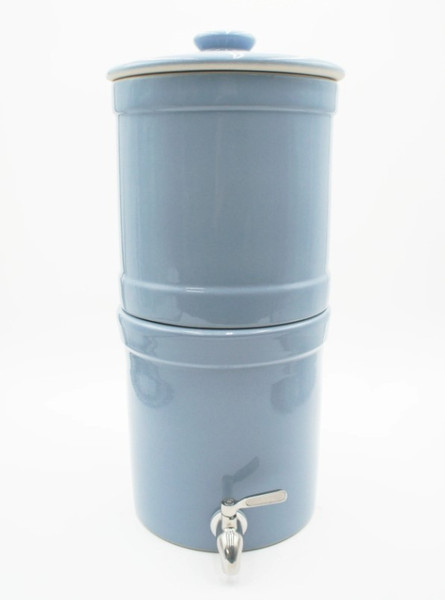 AquaCera Terra2 Light Blue Stoneware Gravity Filter w/(2) CeraMetix 7 ...