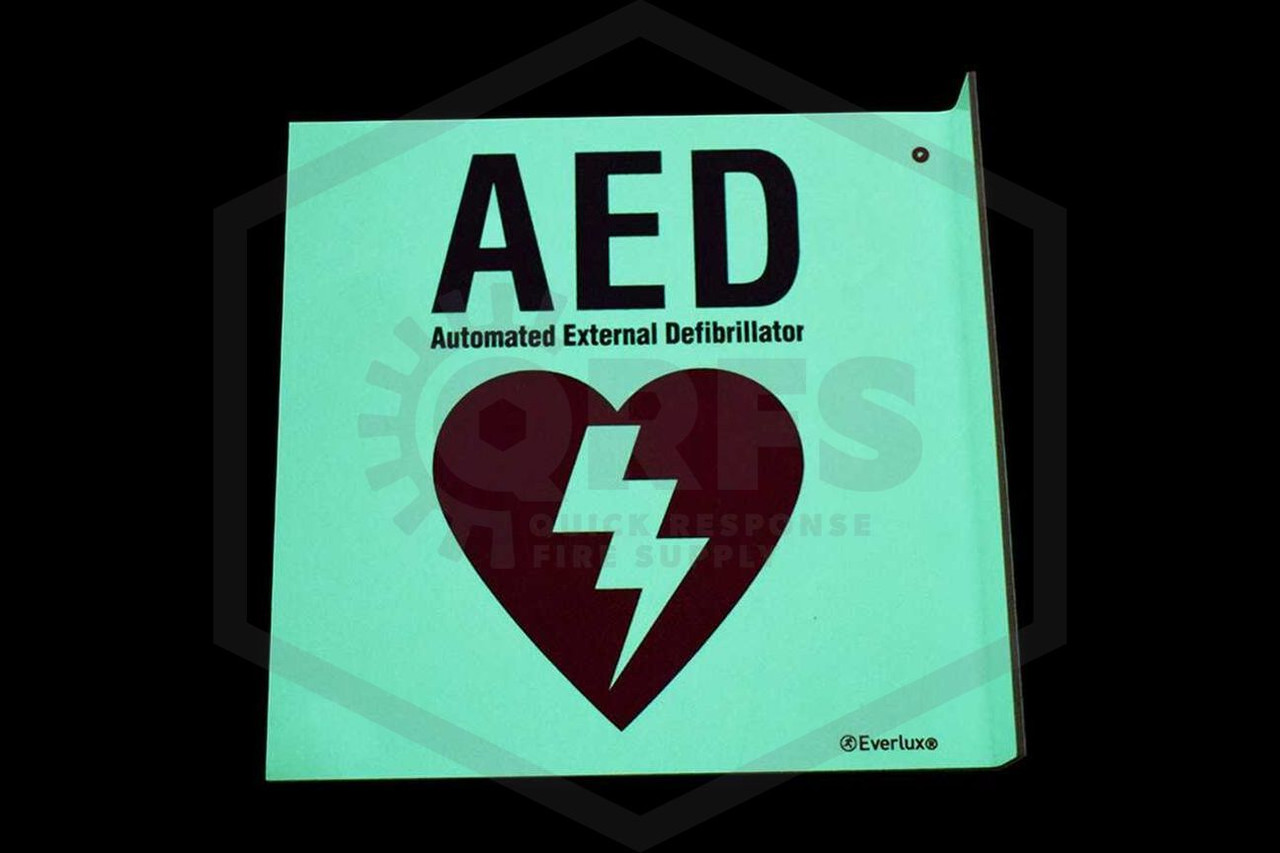 AED Sign Photoluminescent Double-Sided Flag 6-3/4 in.