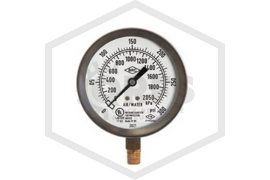 Air/ Water Compound Pressure Gauge | Dry | 4 in. | -30-300 PSI ...