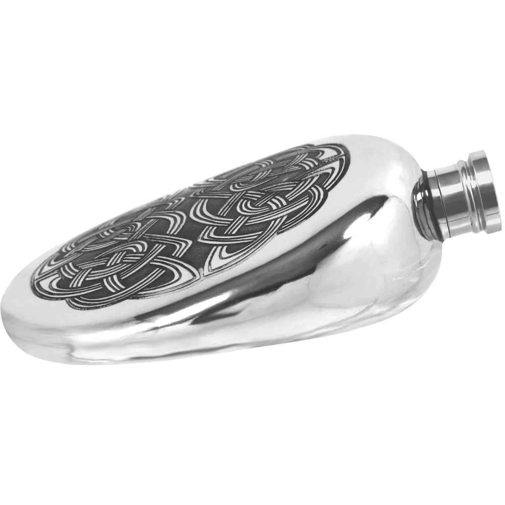 Flask | 6oz Annwn Wedge Oval Sporran Pewter Hip Flask with Intricate ...