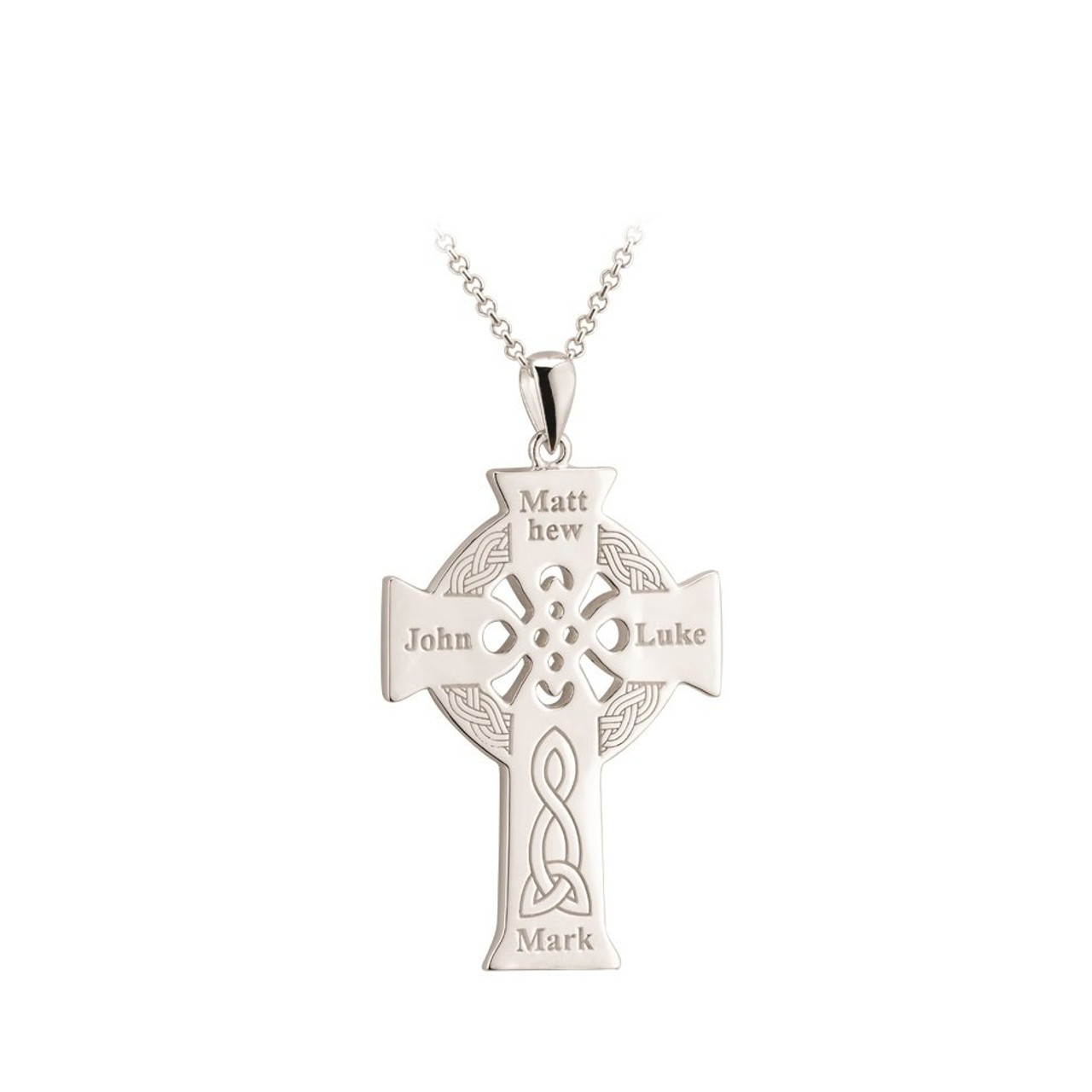 Solvar | Sterling Silver Four Apostles Celtic Cross Pendant - Burnett's ...
