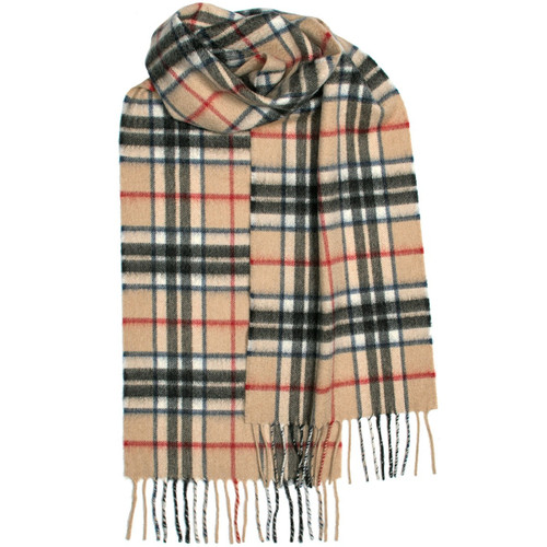Beau | Thomson Camel Modern Tartan Luxury Cashmere Scarf - Burnett's ...