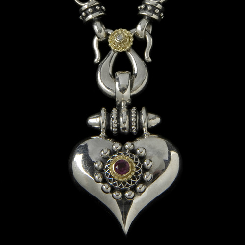 Heart Necklace, Silver, Gold, Diamond, Garnet | Bowman Originals, 941 ...