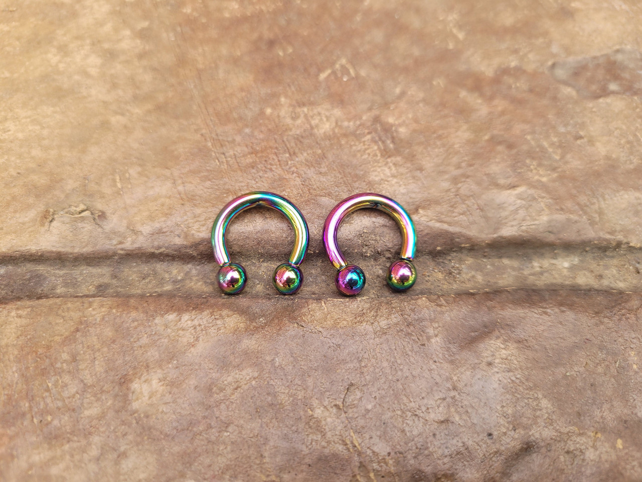 CHOOSE 2 Rainbow Steel Pinchers Ear Horseshoes Gauges Septum Stretching ...