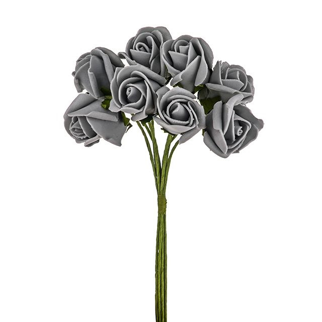 Foam Rosebud Grey x8 - Country Baskets