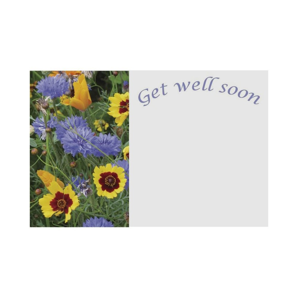 Card Blue/Yellow Flowers Get Well Soon (50) - Country Baskets