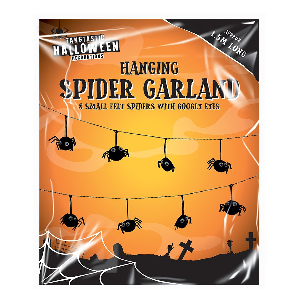 Hanging Spider Garland 1.5m - Country Baskets