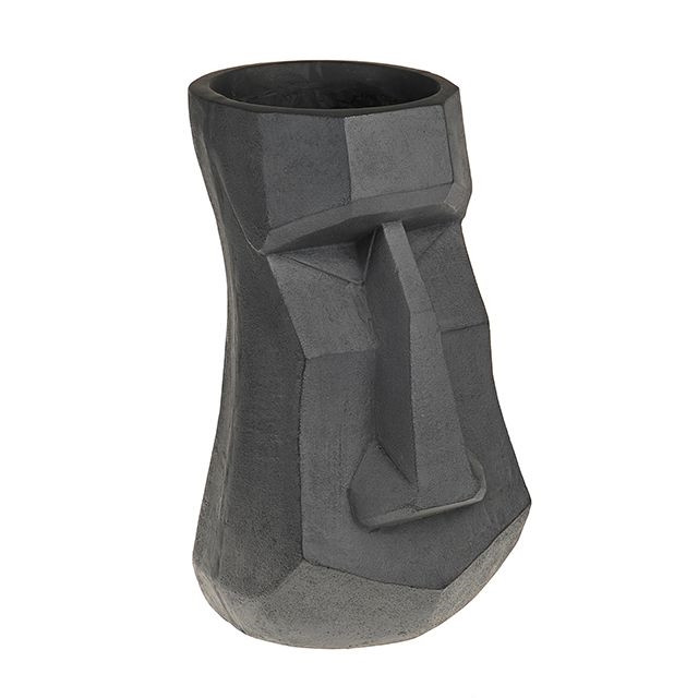 Fibre Clay Moai Easter Island Planter Grey 25Cm - Country Baskets