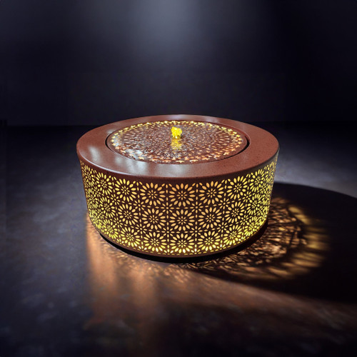 Round metal water feature brown 70cm (Outdoor use) | Water Features ...