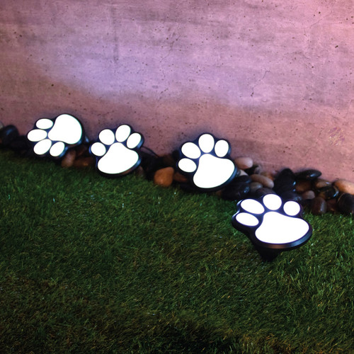 Set of 4 Solar Paw Lights Battery Powered with 2 Functions. Paw size ...