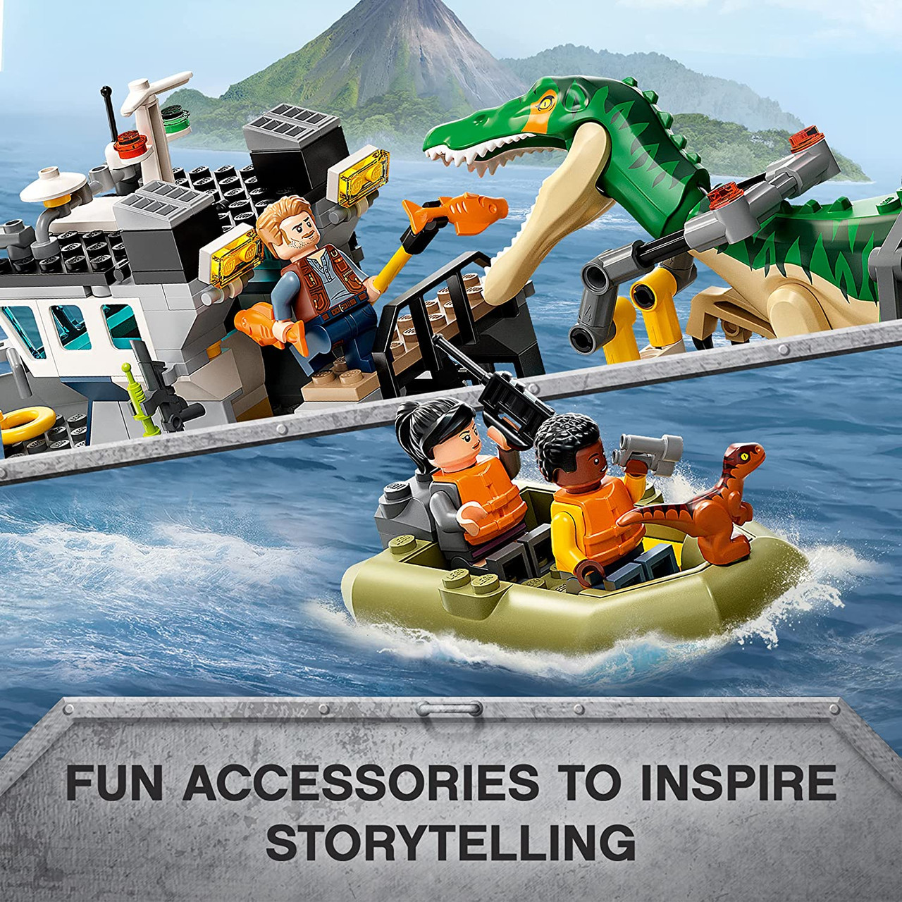 LEGO 76942 Jurassic World Baryonyx Dinosaur Floating Boat Escape Toy ...
