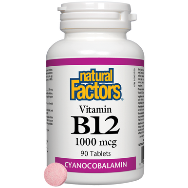 atural Factors Vitamin B12 Cyanocobalamin Tablets - Essential Energy ...