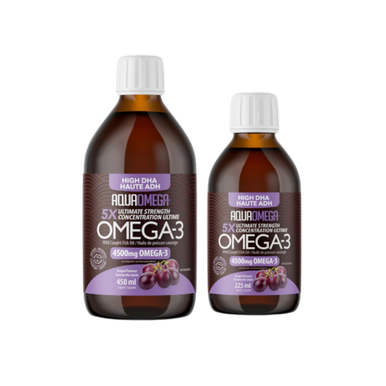 AquaOmega High DHA Omega-3 Wild Caught Fish Oil Grape Flavour | 2 sizes