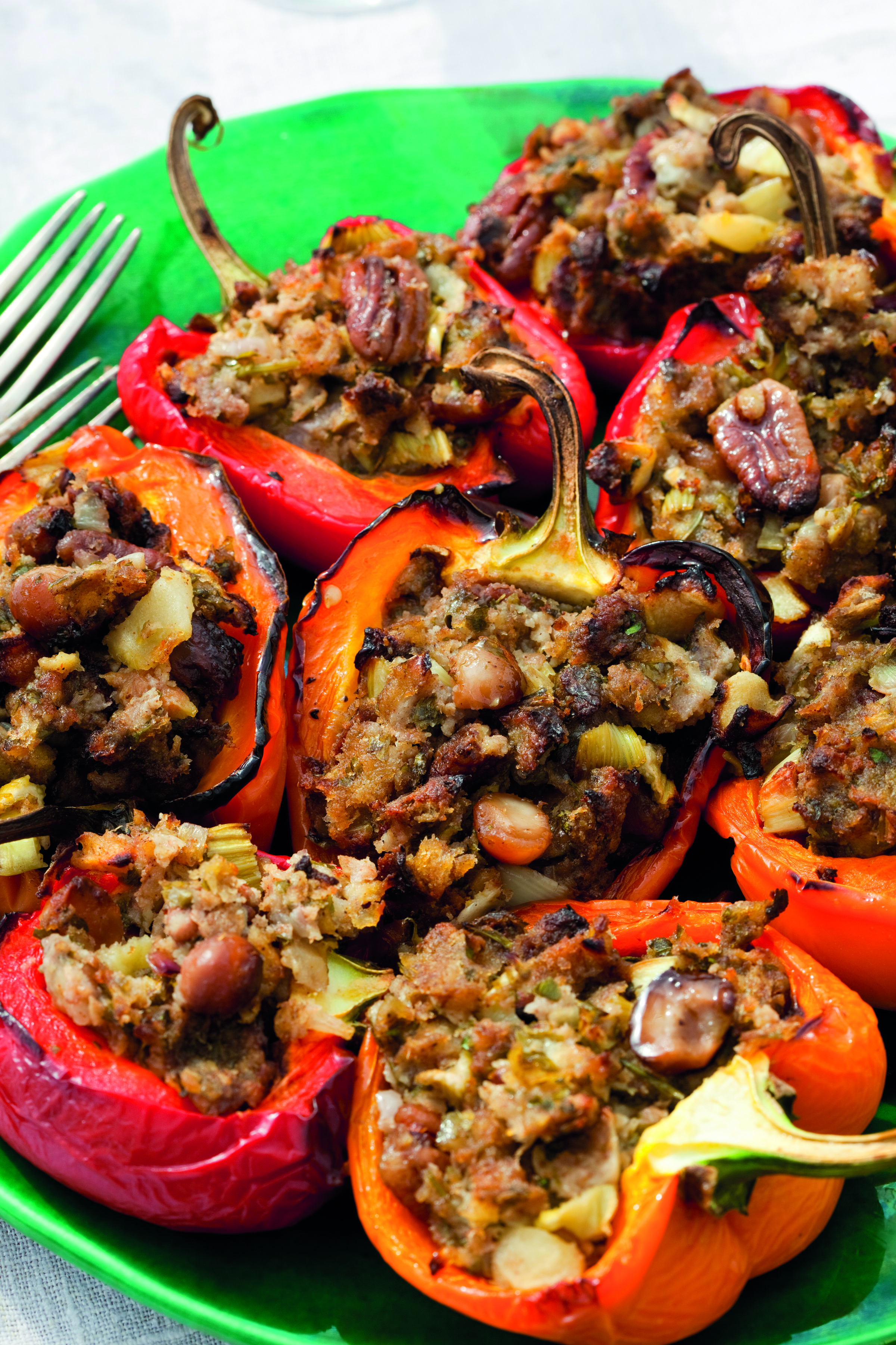 Roasted red peppers with macadamia and apple stuffing - Sarah Raven