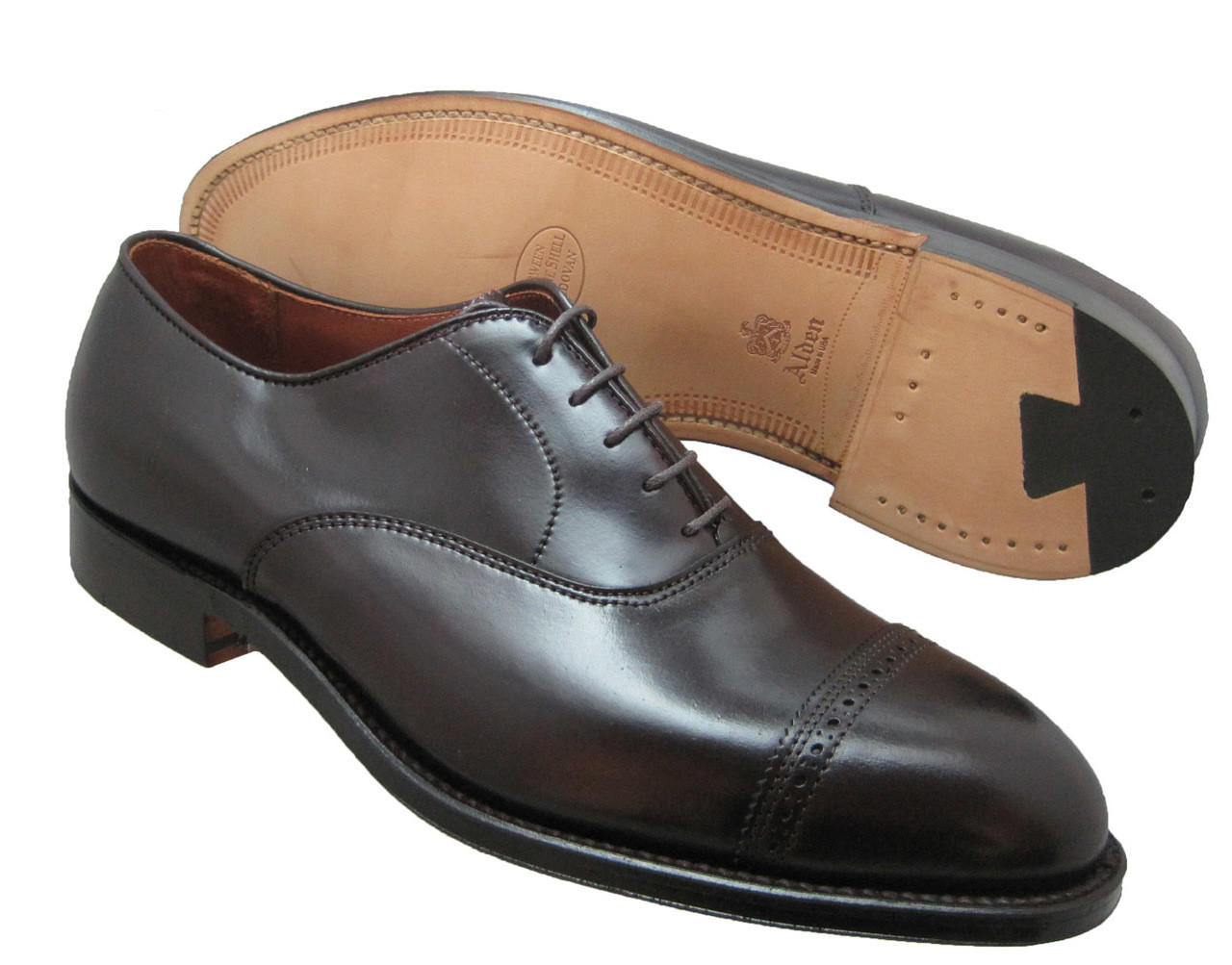 ALDEN Color 8 Shell cordovan PERFORATED CAP TOE BAL OXFORD #9015 ...