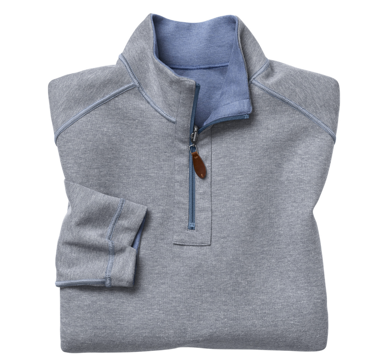 Johnston & Murphy Reversible Solid Quarter-Zip Blue/Light Gray ...