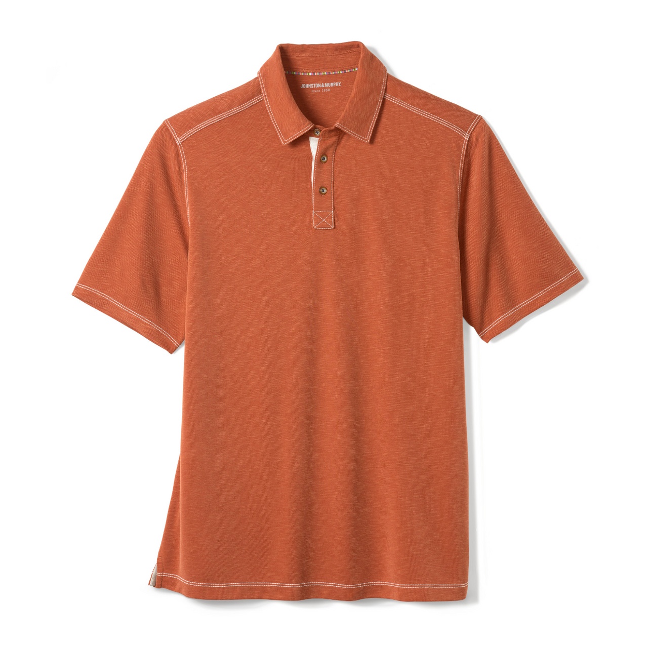 Johnston & Murphy Vintage Slub Polo Rust - Sherman Brothers Inc