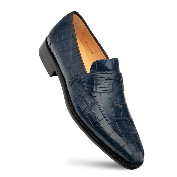 Mezlan PICCOLO ALLIGATOR PENNY LOAFER Blue - Sherman Brothers Inc