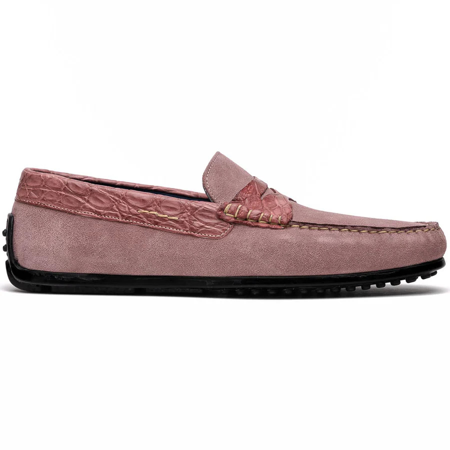 Zelli MONZA SUEDED CALFSKIN WITH CROCODILE DRIVER CANDY - Sherman ...