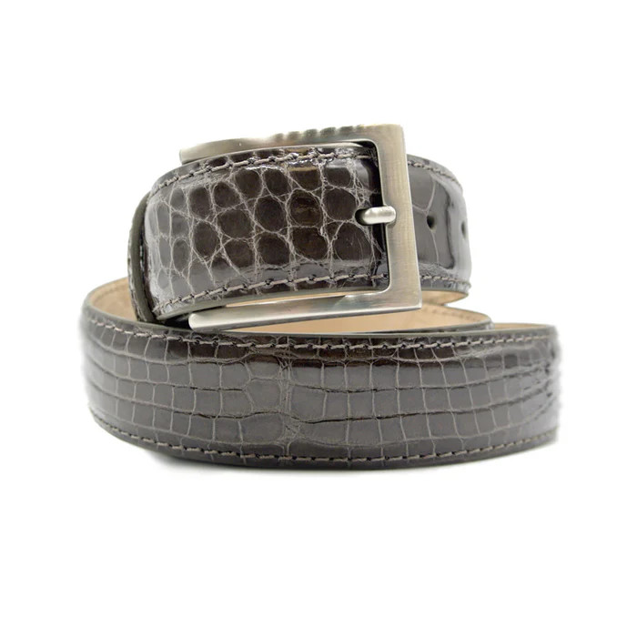 Zelli XL Alligator Belt Taupe - Sherman Brothers Inc