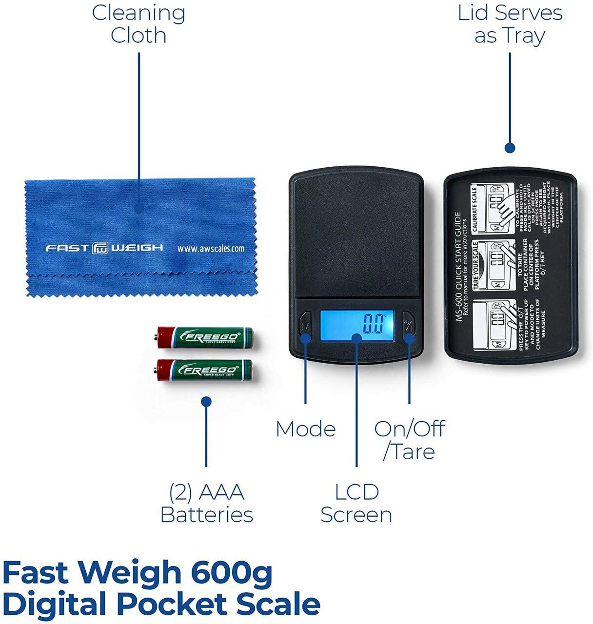 AWS MS-600 Digital Pocket Scale, 600 g x 0.1 g - Scales Plus