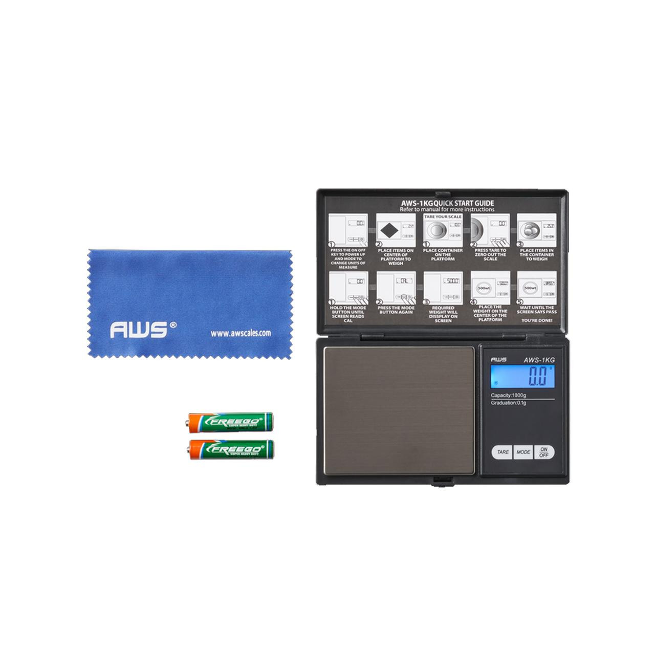 AWS-1KG Digital Pocket Scale, 1000 g x 0.1 g - Scales Plus