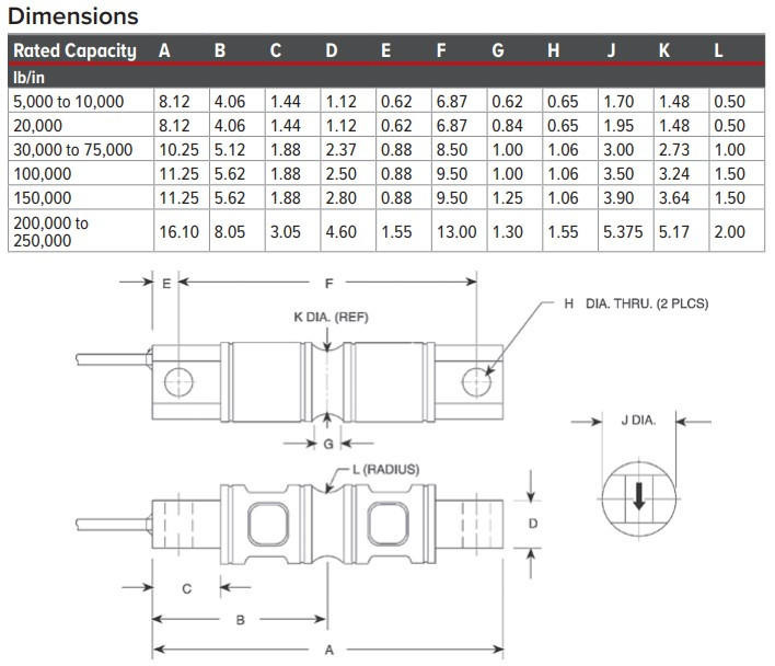 Revere VPG 5103-B10-200K-30P1 Double Ended Beam Load Cell | Scales Plus
