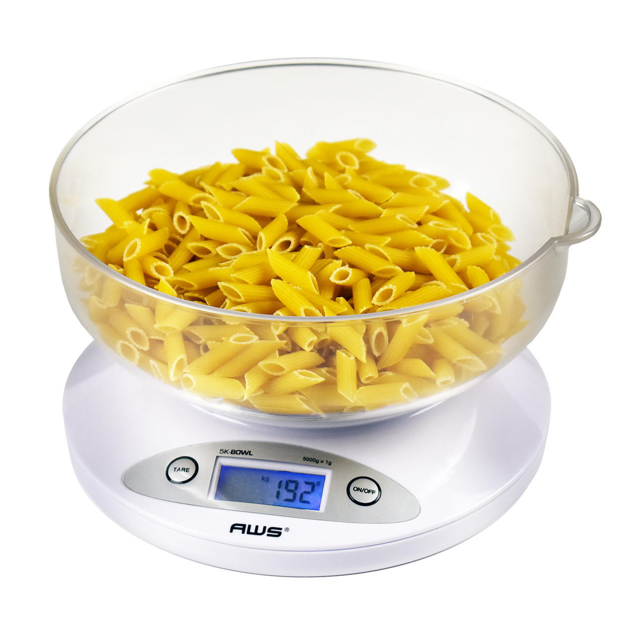 AWS 5K-BOWL Digital Kitchen Scale, White | Scales Plus