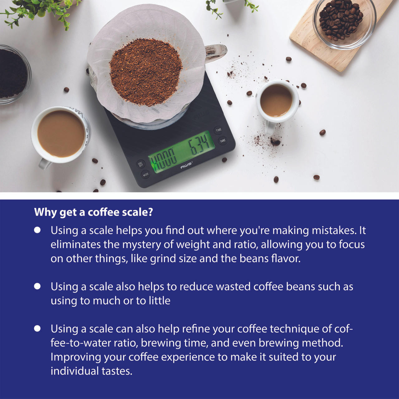 AWS BARISTA-3KG Digital Coffee Kitchen Scale | Scales Plus