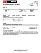 Scales Plus NIST Traceable Calibration Certificate - Scales Plus