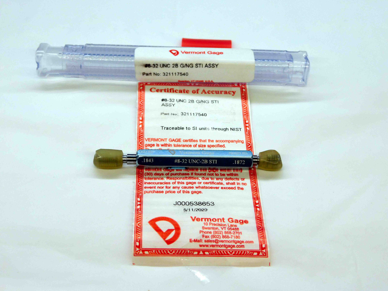 NEW 8 32 UNC 2B STI VERMONT Thread Plug Gage | CH2529VTG | M & J ...