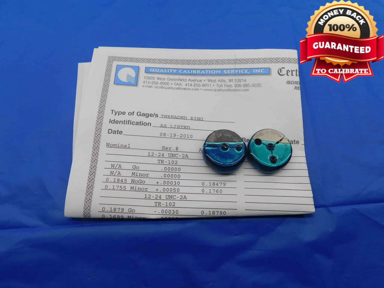 CERTIFIED 12 24 UNC 2A Thread Ring Gage | DW25258BE3 | M & J Tooling LLC